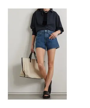 AGOLDE High Waisted Denim Shorts - Blue