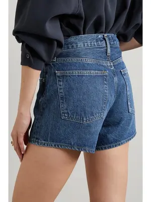 AGOLDE High Waisted Denim Shorts - Blue