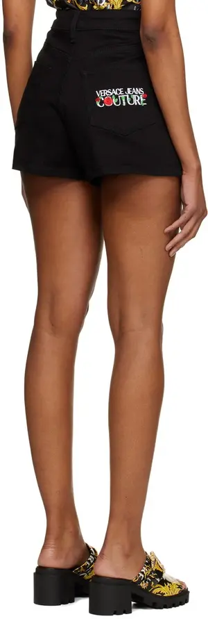 Versace Embroidered Logo Denim Shorts
