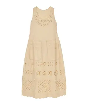 Vita Kin Broderie Anglaise Cotton-poplin Midi Dress - Nude