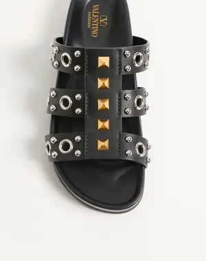 Valentino Garavani Studded Calfskin Slide Sandals