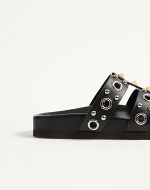 Valentino Garavani Studded Calfskin Slide Sandals