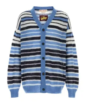 Marni Striped Knit Cardigan - Blue
