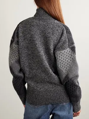 Stella McCartney Diamond Pattern Wool Turtleneck Sweater - Grey