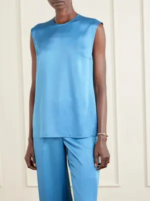 Stella McCartney Sleeveless Satin Vest - Blue