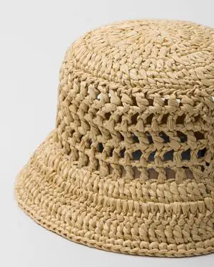 Prada Logo Detailed Interwoven Bucket Hat - Neutral
