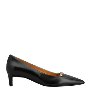 TOD'S Pointed Toe Kitten Heel Pumps With Branded Buckle