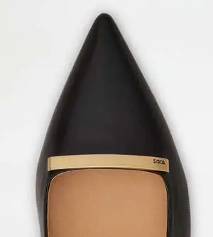 TOD'S Pointed Toe Kitten Heel Pumps With Branded Buckle