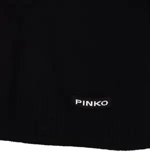 Pinko Short-sleeved Knitted Polo Shirt With Ribbed Cuffs And Hem - Black
