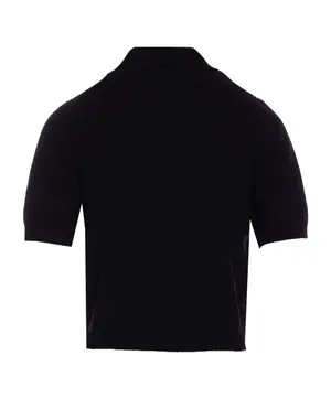 Pinko Short-sleeved Knitted Polo Shirt With Ribbed Cuffs And Hem - No