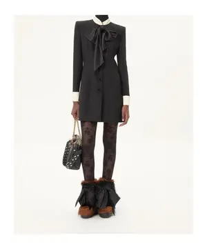 Valentino Garavani Long Sleeve Bow Detail Mini Dress