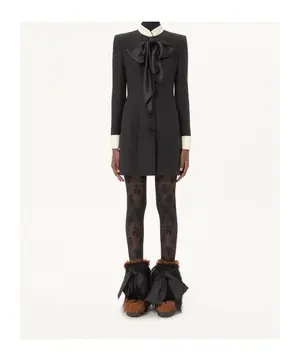 Valentino Garavani Long Sleeve Bow Detail Mini Dress