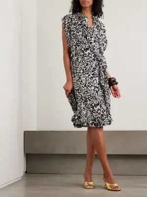 Dries Van Noten Ruffle Print Midi Wrap Dress