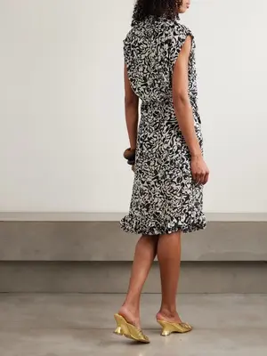 Dries Van Noten Ruffle Print Midi Wrap Dress