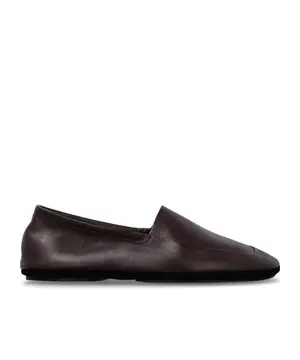 LEMAIRE Pull-on Leather Square Toe Slippers - Black