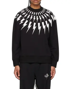 Neil Barrett Thunderbolt Print Crewneck Sweatshirt - Black