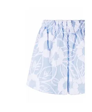 Prada Embroidered Poplin Shorts - Blue/white