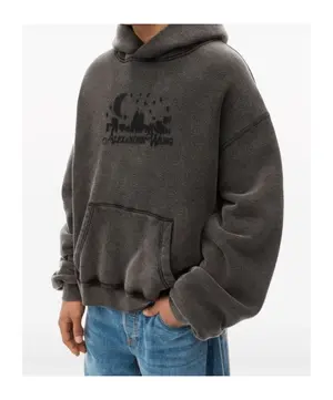 Alexander Wang Logo Jacquard Distressed Hoodie