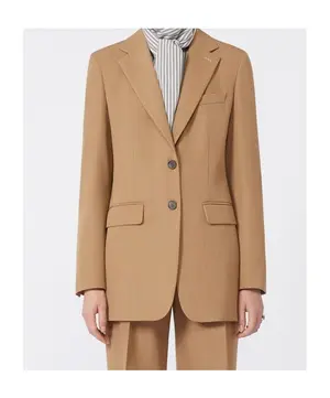 Max Mara Single Breasted Grain De Poudre Wool Blazer