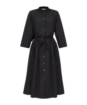 Tory Burch Belted Cotton Shirt Dress - Black