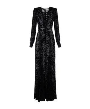 Elisabetta Franchi Burnout Velvet Maxi Dress
