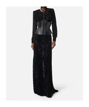 Elisabetta Franchi Burnout Velvet Maxi Dress