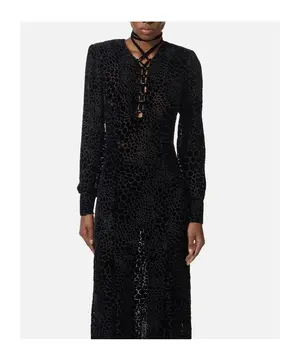 Elisabetta Franchi Burnout Velvet Maxi Dress