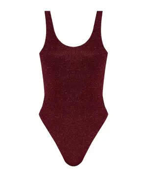 Oseree Wide Strap One Piece Swimsuit - Brown