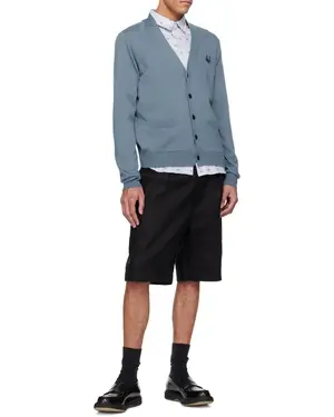 Maison Kitsuné Fox Head Patch V-neck Cardigan - Blue