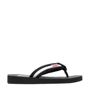 Kenzo Striped Logo Patch Flip Flops - Black