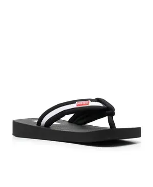 Kenzo Striped Logo Patch Flip Flops - Black