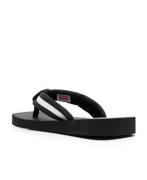 Kenzo Striped Logo Patch Flip Flops - Black