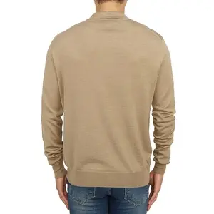 LARDINI Long-sleeve Knitted Polo Shirt - Nude