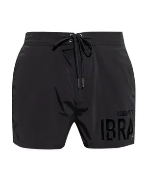 Dsquared2 Swim Trunks With Logo Print - Black