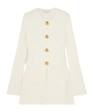 Stella McCartney Ribbed Knit Cardigan With Gold Buttons - Ivory