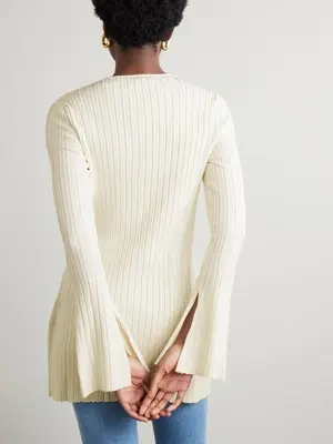 Stella McCartney Ribbed Knit Cardigan With Gold Buttons - Ivory