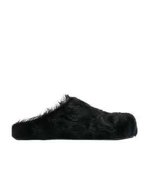 Marni Fluffy Flat Mules - Black