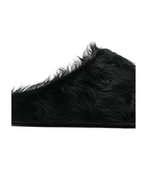 Marni Fluffy Flat Mules - Black