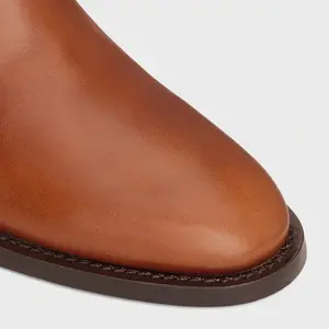 Celine Anais Riding Boots In Calfskin - Brown