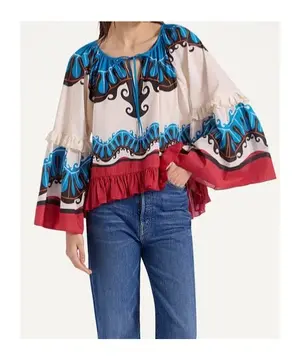 La DoubleJ Boho Blouse With Wide Sleeves And All-over Print - Multicolor
