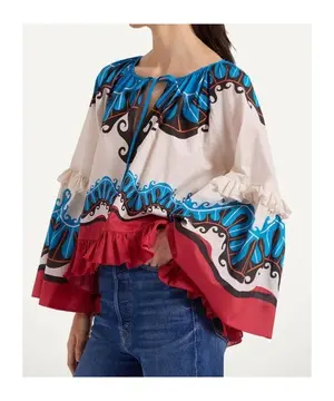 La DoubleJ Boho Blouse With Wide Sleeves And All-over Print - Multicolor