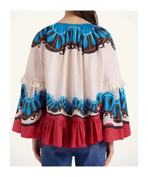 La DoubleJ Boho Blouse With Wide Sleeves And All-over Print - Multicolor