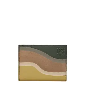 Loewe Compact Wallet In Nappa Calfskin - Aquarius Green/ochre Yellow