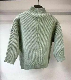 Max Mara Long Sleeve High Neck Ribbed Knit Sweater