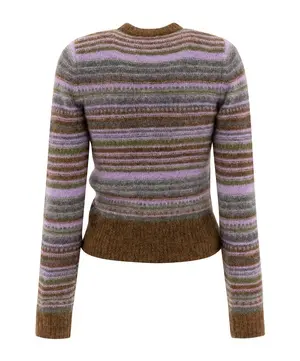 GANNI Striped Knit Cropped Cardigan - No