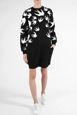 Alexander McQueen Swallow Print Knit Dress