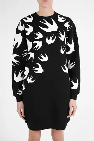 Alexander McQueen Swallow Print Knit Dress