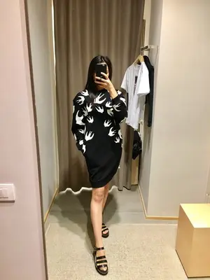 Alexander McQueen Swallow Print Knit Dress