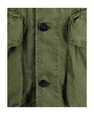 Stone Island Logo-patch Button-fastening Jacket - Green