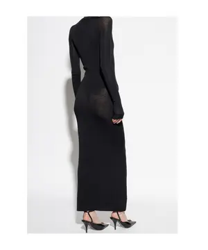 Versace Long Sleeve Fitted Maxi Dress With Button Closure